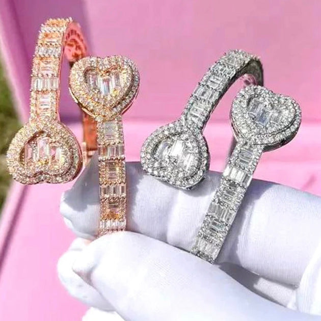 Iced Out Heart Bracelet – A'Luxe Jewlz