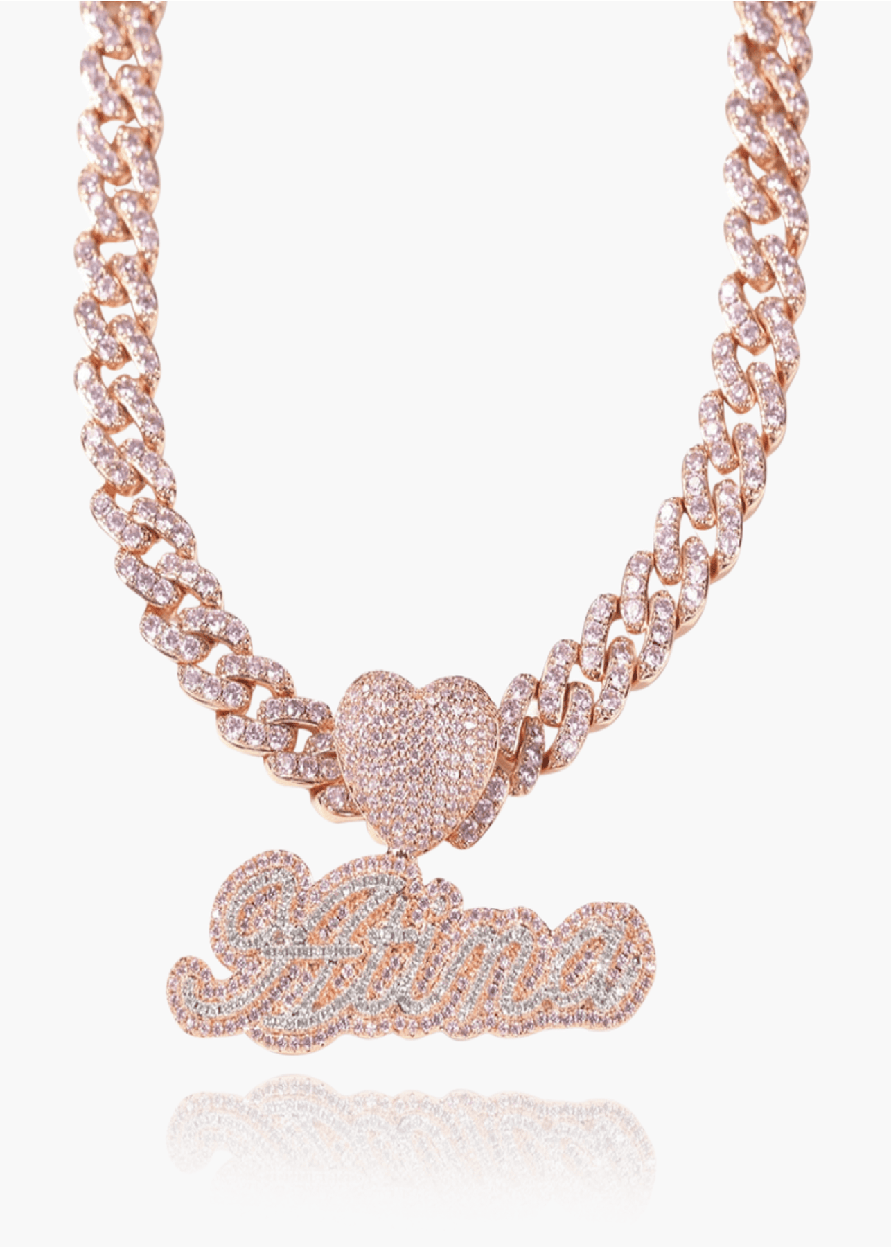 Two Tone Cursive Letter With Heart Cuban Neckless – A'Luxe Jewlz